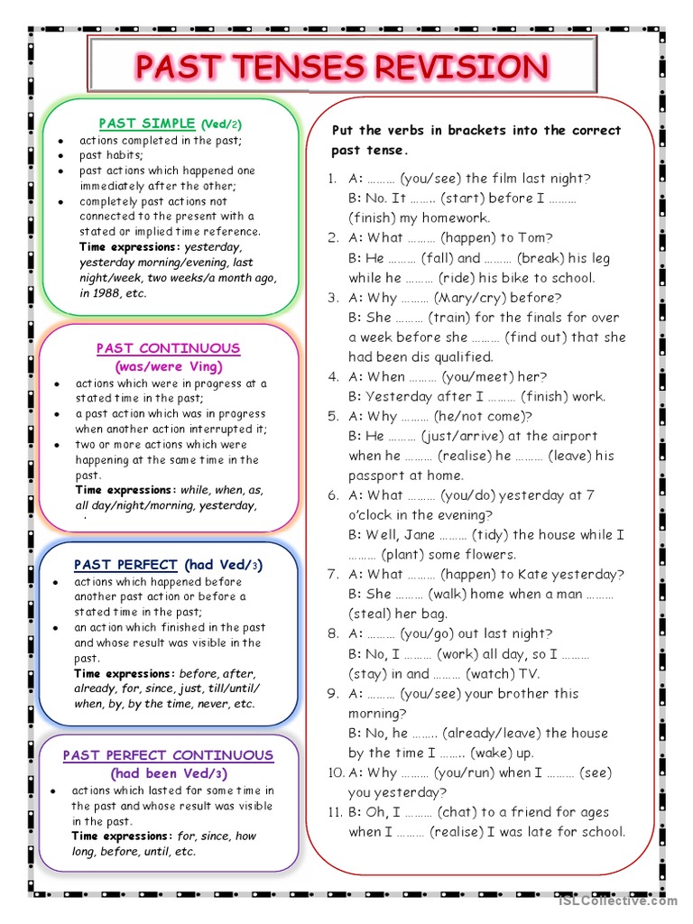 Past Tenses Revision Guide | PDF