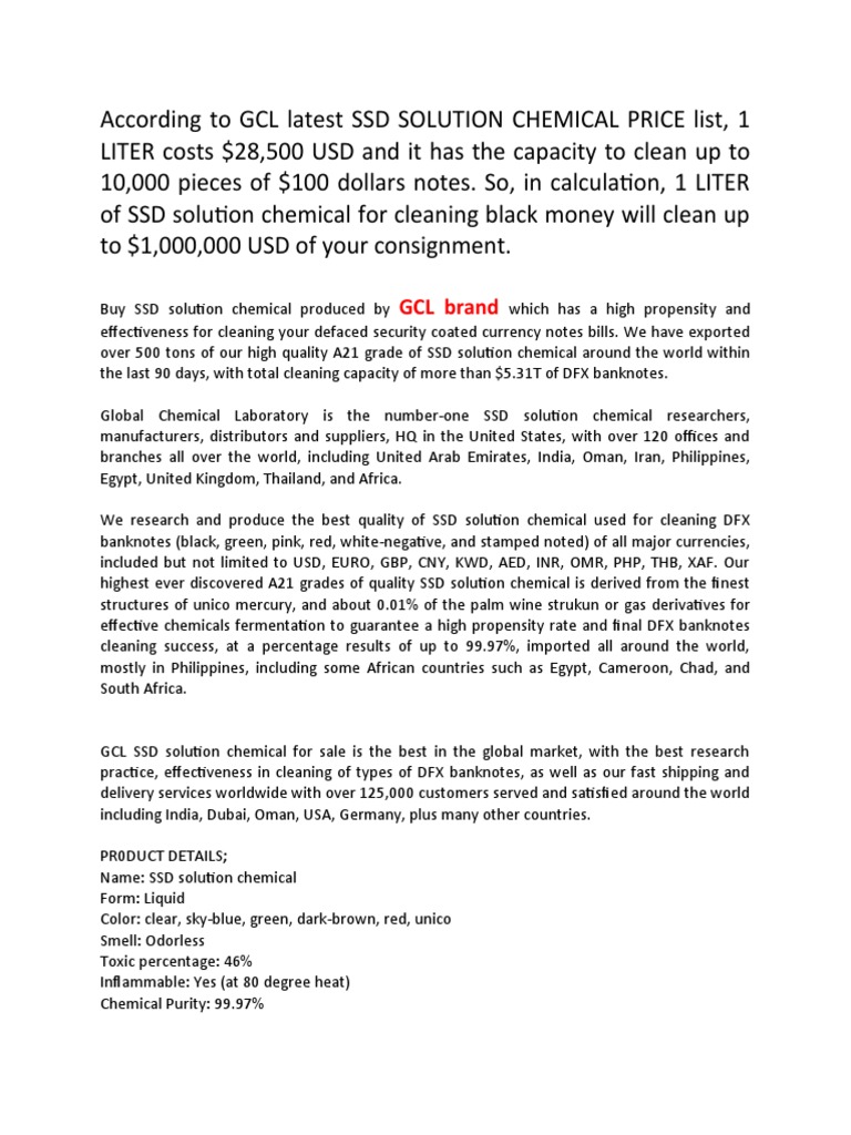 SSD Solution Chemical | PDF