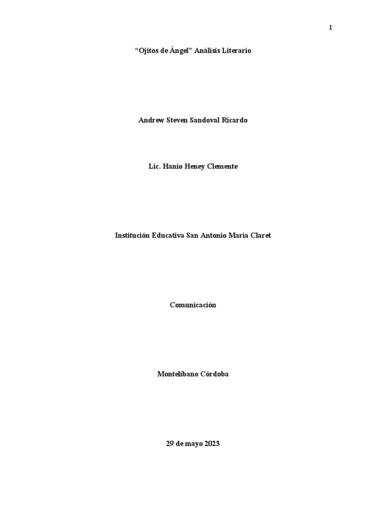 Analisis Literario de Ojitos de Ángel | PDF Analisis Literario de Ojitos de Ángel | PDF