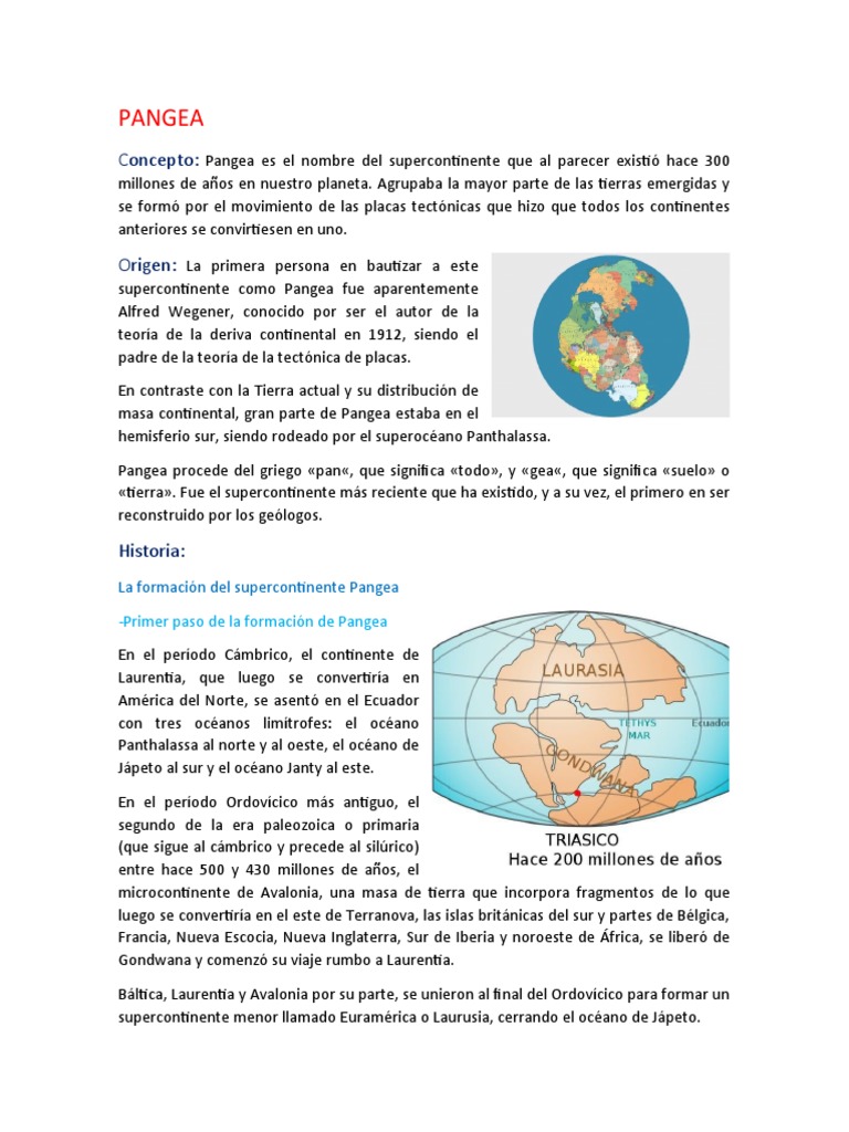 Historia y formación de Pangea | PDF | Viajes y turismo | Ciencia y ...