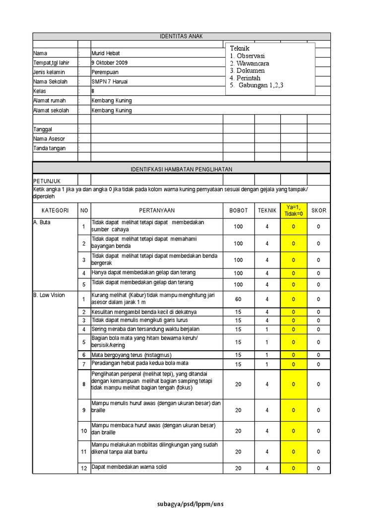 Instrumen Identifikasi | PDF