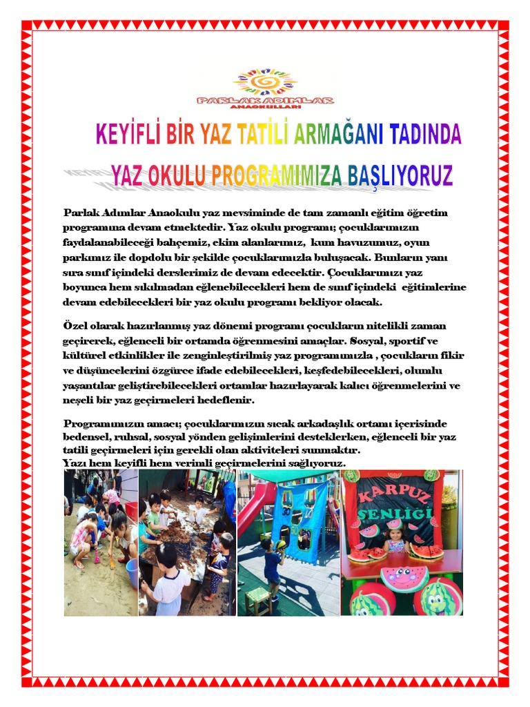Yaz Okulu Bi̇lgi̇lendi̇rme-1 | PDF