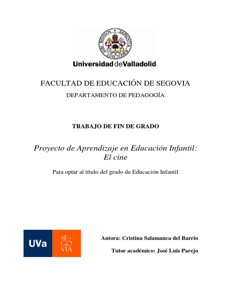 Proyecto de Cine en Educación Infantil | PDF | Educación de la primera ...
