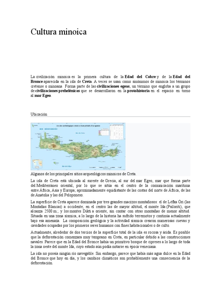 Cultura y civilización minoica en Creta | PDF | Ciencias sociales ...