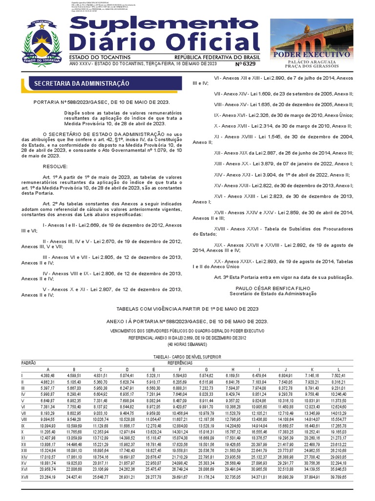 Tabela PCCR Atualizada Data Base 2023 | PDF | Documentos jurídicos | Brasil