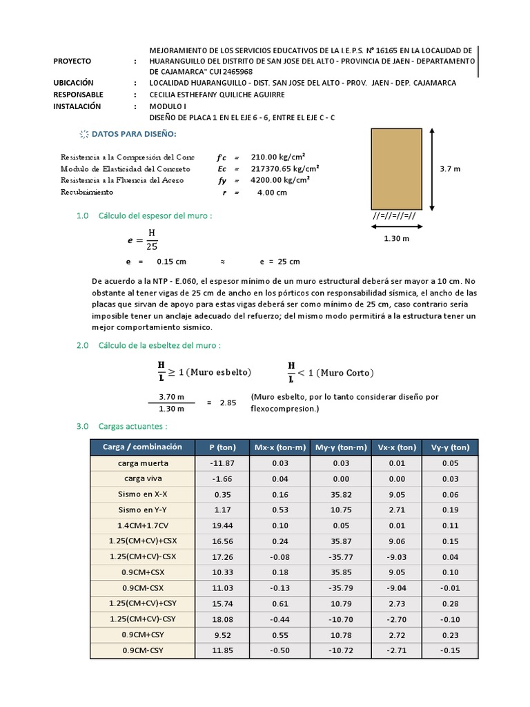Diseño Estructural para I.E.P.S. N° 16165 | PDF | Mecánica de Medios ...
