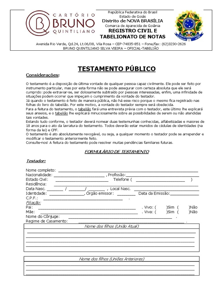 formulario-de-testamento-8 | PDF | Testamento | Parentesco e descendência