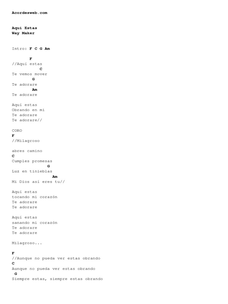 Aqui Estas Way Maker Acordesweb Com | PDF
