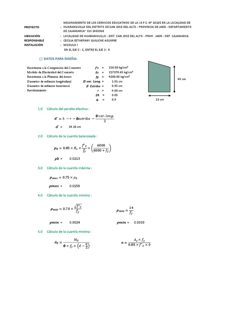 Diseño Estructural I.E.P.S. N° 16165 | PDF | Ingeniería estructural ...