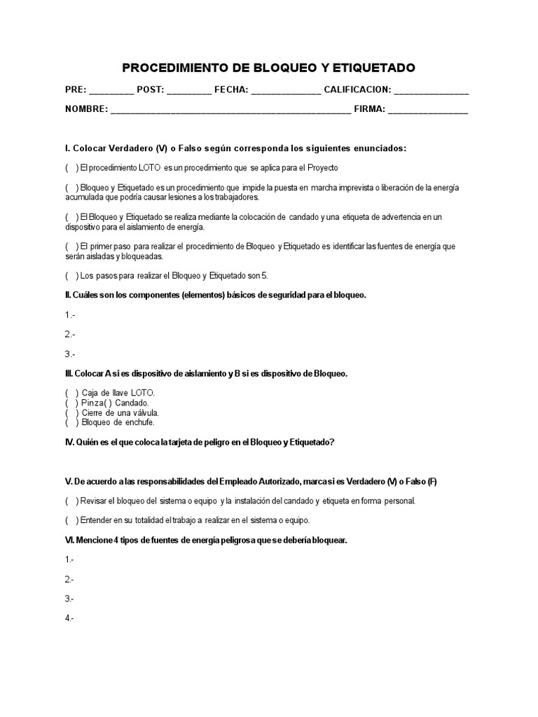 Examen LOTO | PDF