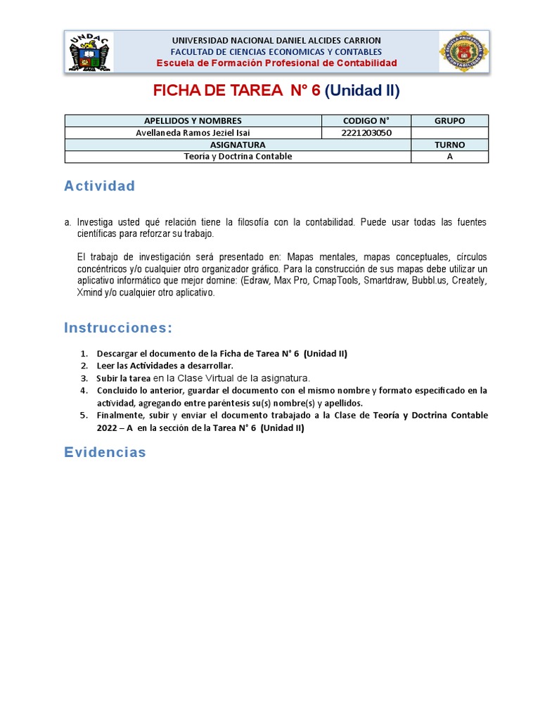ACTIVIDAD-UNIDAD II-FICHA DE TAREA-N° 06 (Avellaneda Ramos Jeziel Isai) | PDF