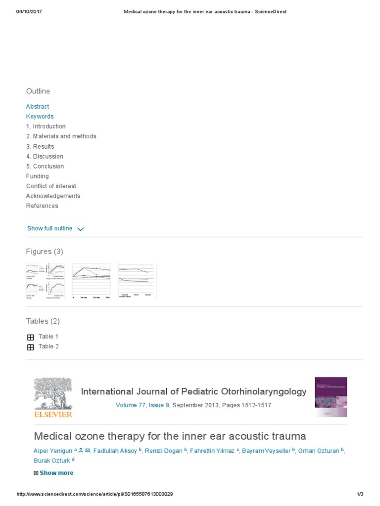 Medical Ozone Therapy For The Inner Ear Acoustic Trauma ScienceDirect ...