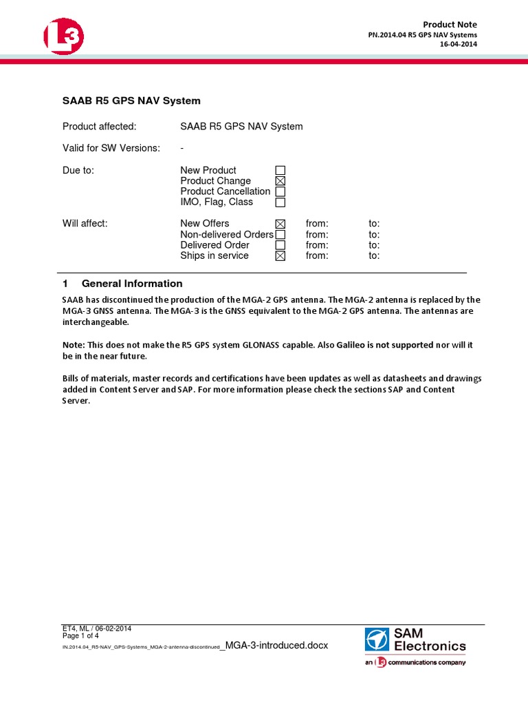 R5 GPS Nav System Antenna Update | PDF | Communication | Computer Science