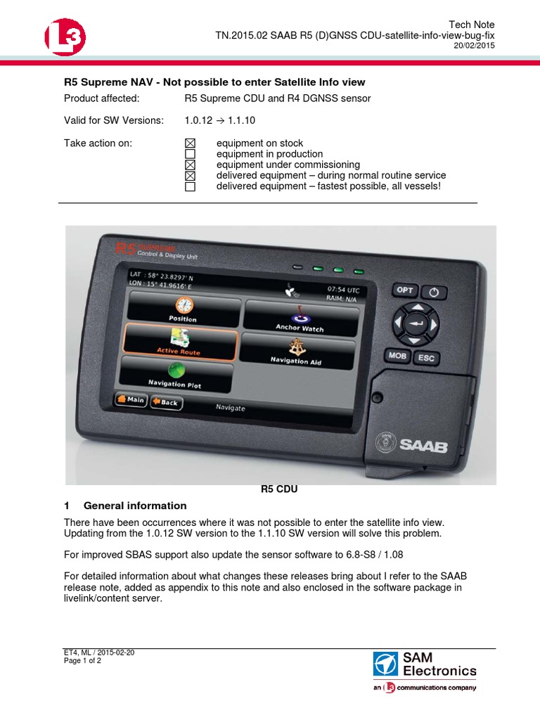 TN.2015.02 R5 Supreme NAV CDU Satellite Info View Bug Fix Sensor ...