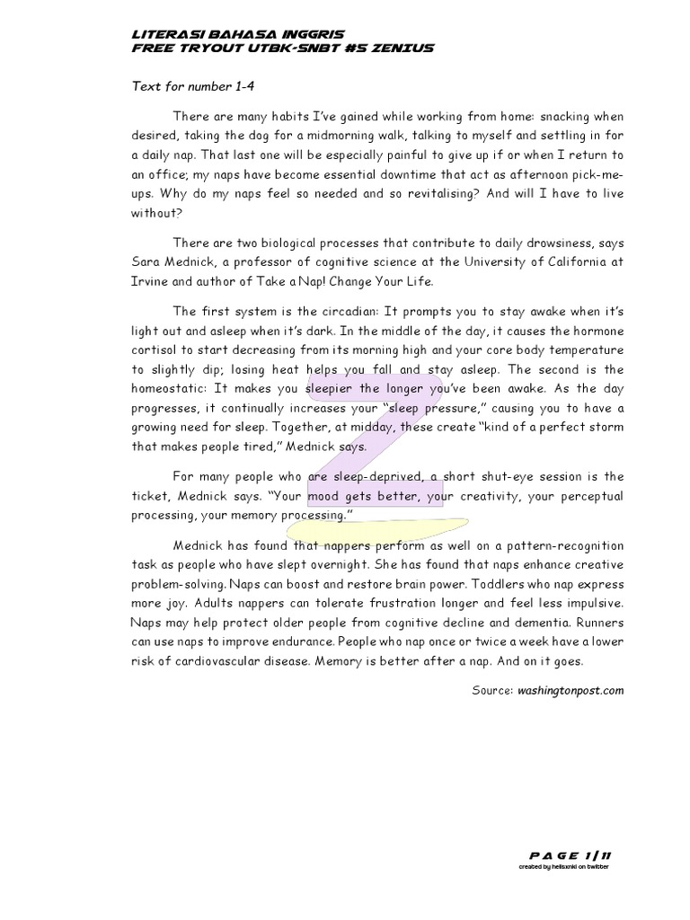 (Lbing) Tryout Utbk-Snbt #5 Zenius | PDF