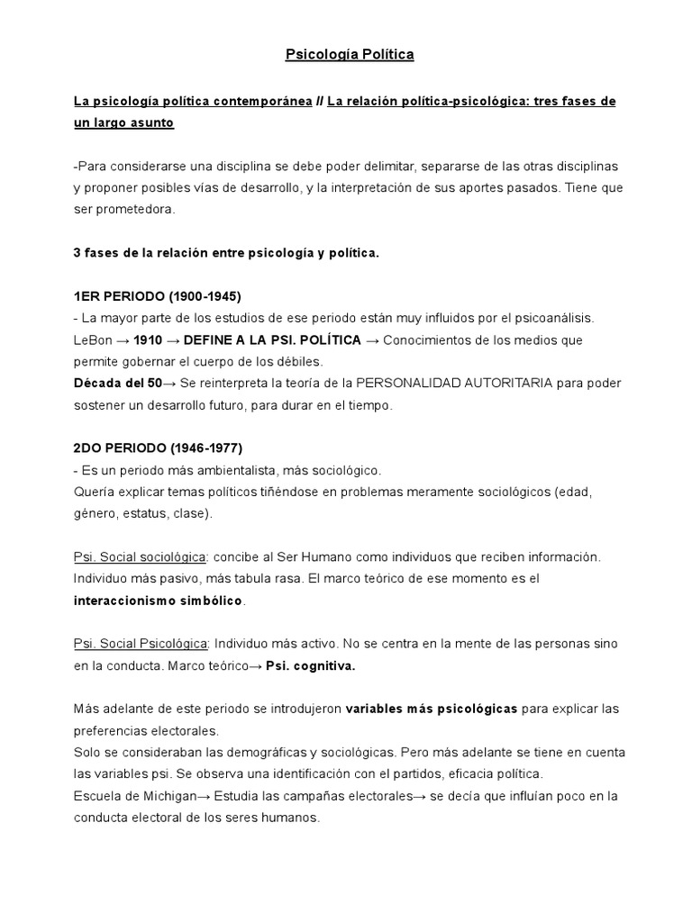 Psicología Política: Historia y Conceptos Clave | PDF | Socialización ...