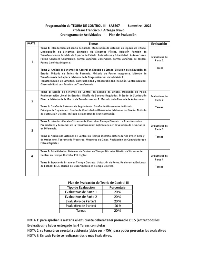 Programa Teoria Control 3 III Semestre I 2022 17octubre2022 New1 | PDF | Informática
