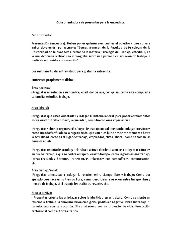 Guía Orientadora de Preguntas para La Entrevista | PDF | Ciencia y matemáticas