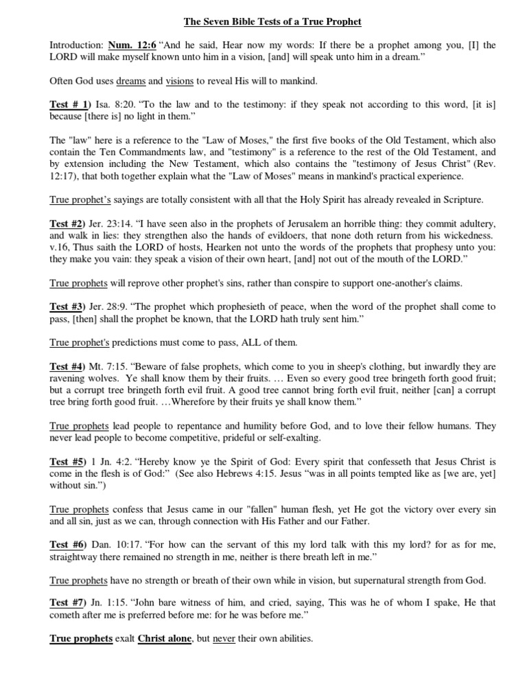 The Seven Bible Tests of a True Prophet | Prophet | Revelation