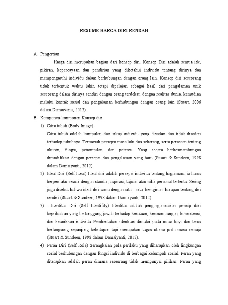 Resume Harga Diri Rendah | PDF