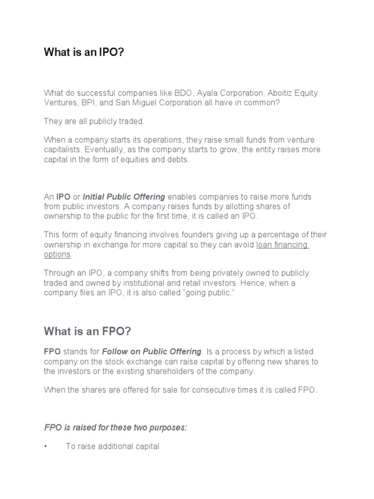 What Is An IPO | PDF | Stocks | Initial Public Offering
