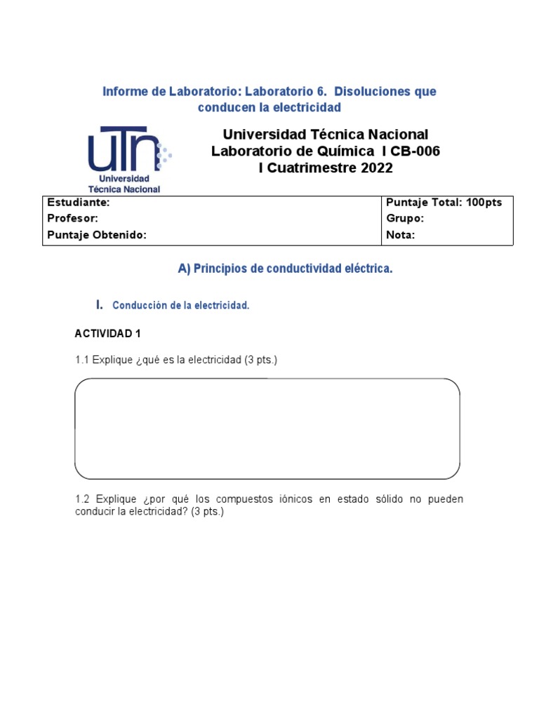 Conductividad Eléctrica en Disoluciones | PDF | Electrólito | Ácido clorhídrico