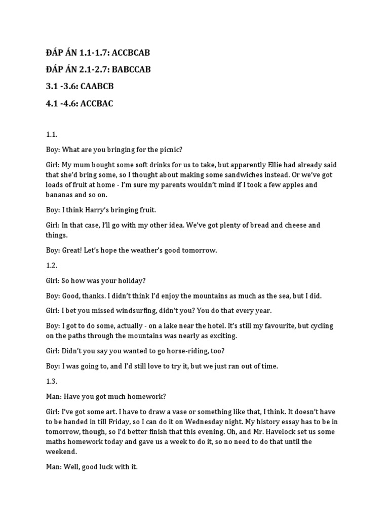 Listening Dictation 1 Key | PDF