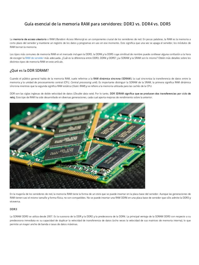Guía esencial de la memoria RAM para servidores_ DDR3 vs. DDR4 vs. DDR5 ...