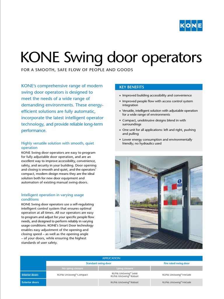 Factsheet Kone Swing Door Operators Tcm90 18557 | PDF