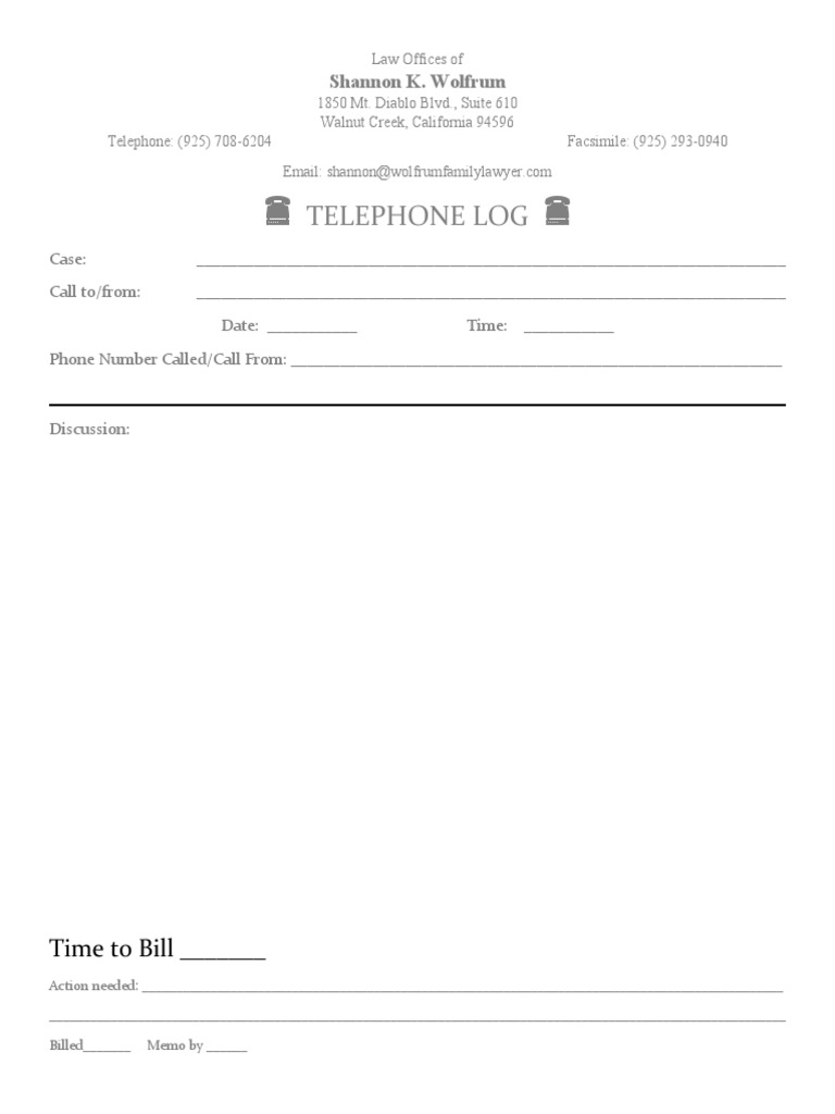 FORM - Telephone Log 1 22 20 | PDF
