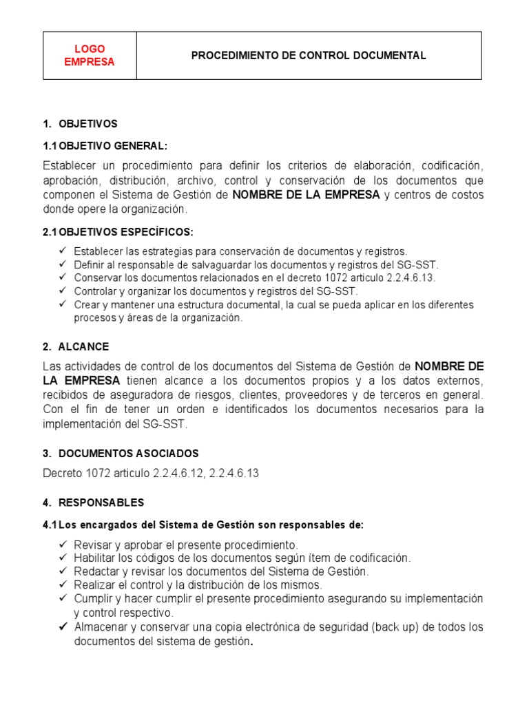 control documental del SGSST | PDF