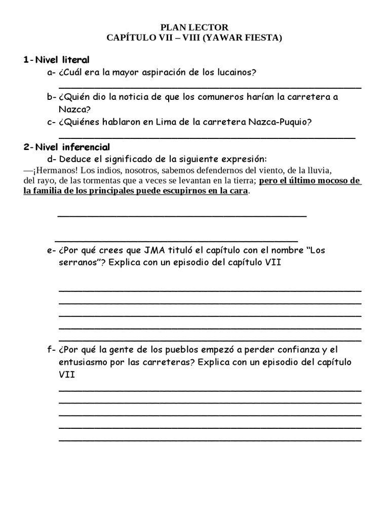 Análisis de Yawar Fiesta: Capítulos VII-VIII | PDF