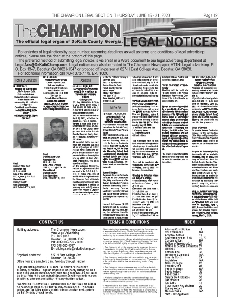The Champion Legal Ads: 06-15-23 | PDF | Request For Proposal