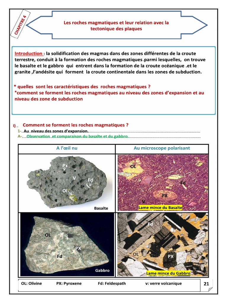 cours les roches magmatiques et leur relation avec la trectronique des ...