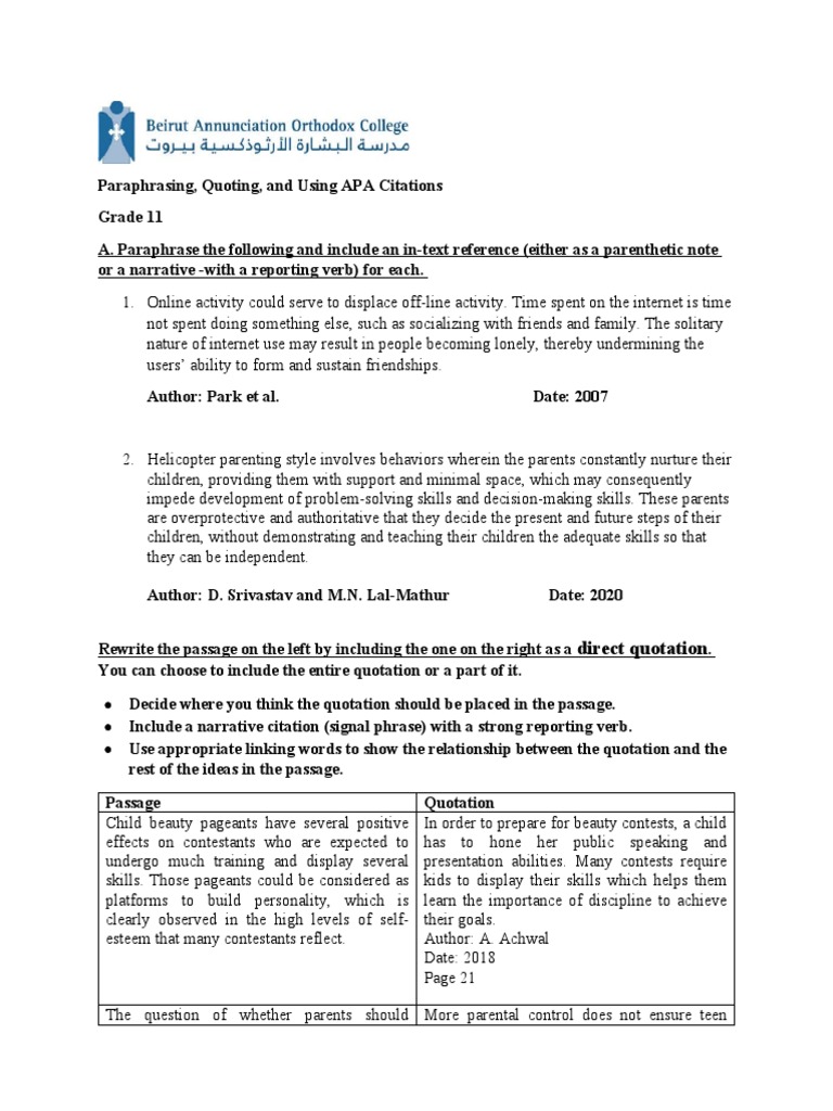 G 11 - ENG-CW-Paraphrasing-221114 | PDF