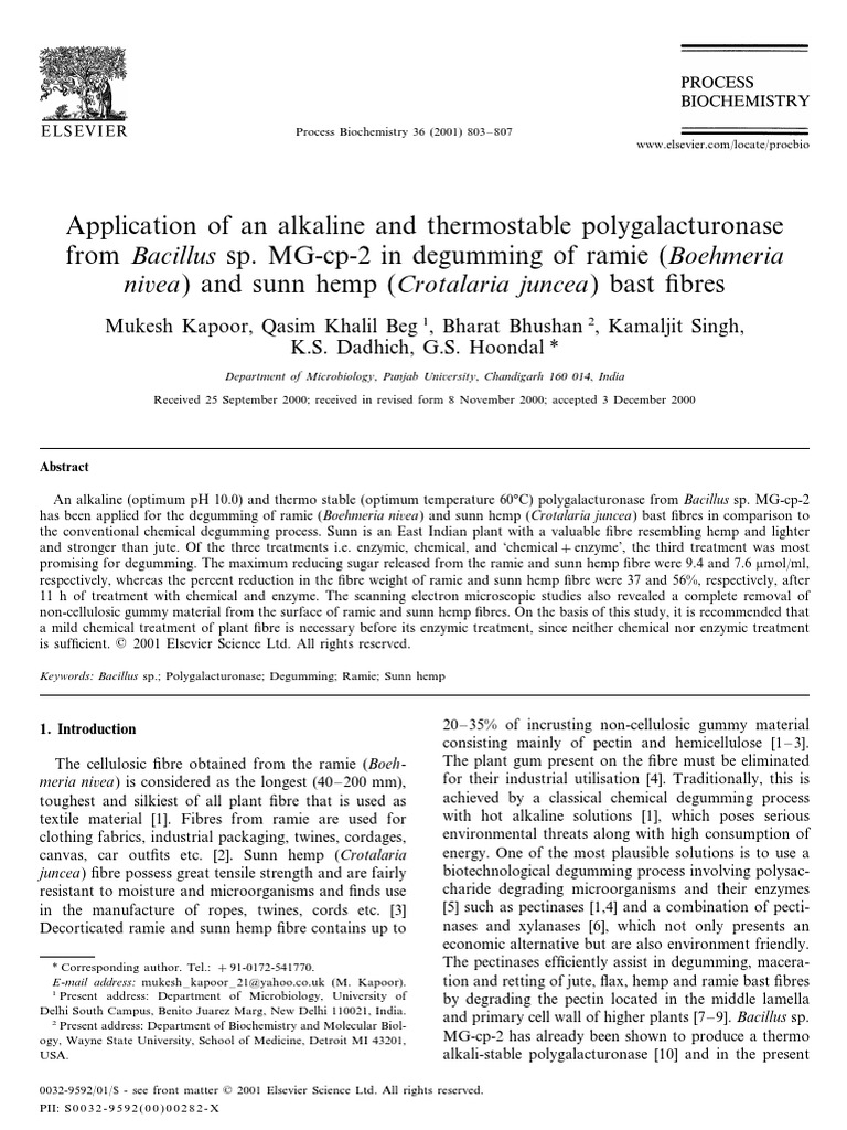 Application of an alkaline and thermostable polygalacturonase from ...