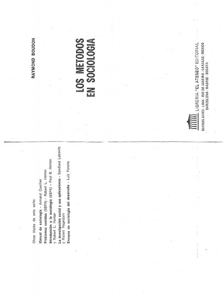 Los Metodos en Sociologia - Raymond Boudon | PDF