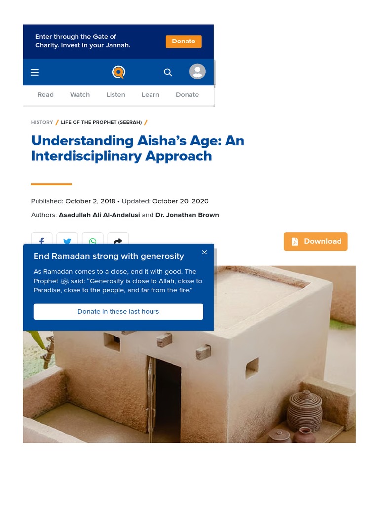 Understanding Aisha's Age - An Interdisciplinary Approach - Yaqeen ...