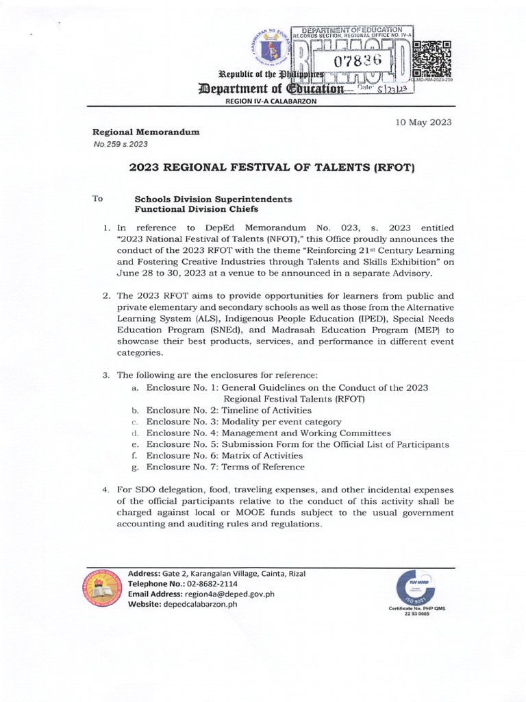 CLMD RM 2023 259 Rfot | PDF