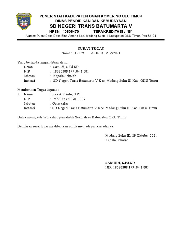 Surat Tugas Workshop SMSI 2 | PDF