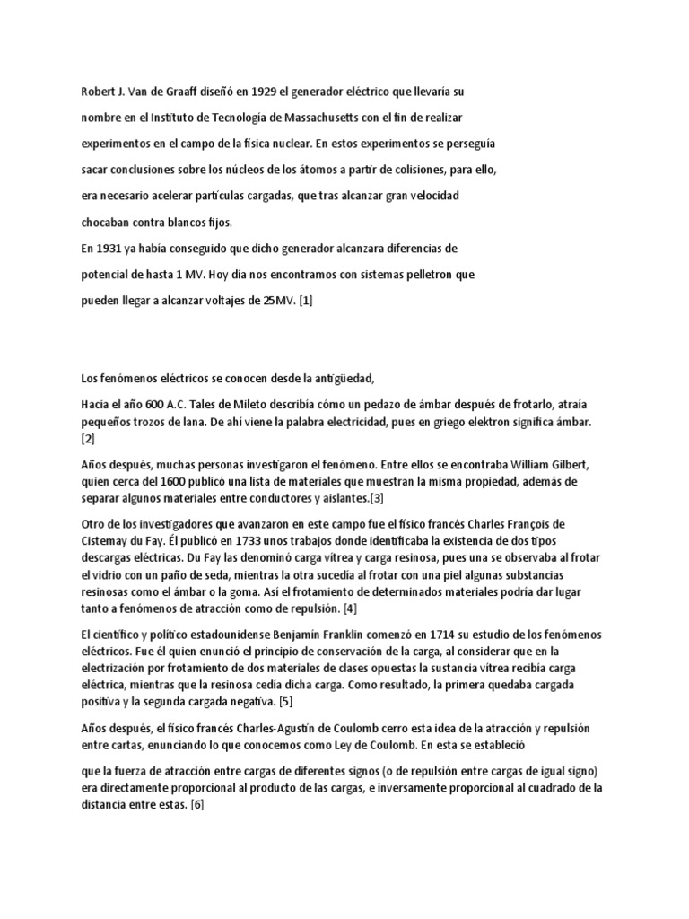 Marco Teórico Generador Van Der Graff | PDF | Electricidad | Materiales