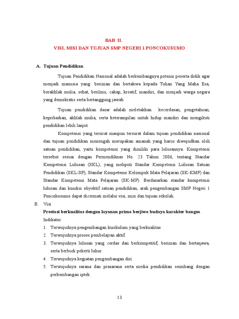 Bab II Visi, Misi Dan Tujuan | PDF