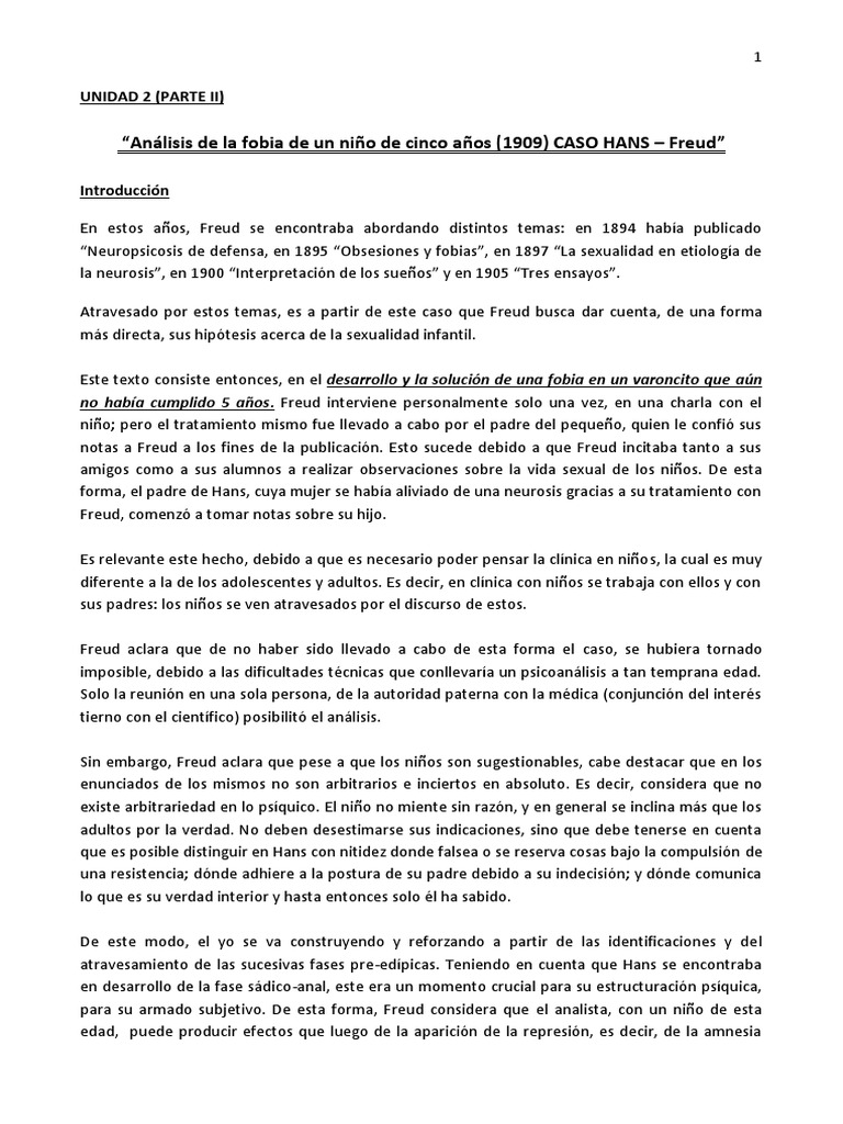 14 Caso Hans | PDF | Neurosis | Sigmund Freud