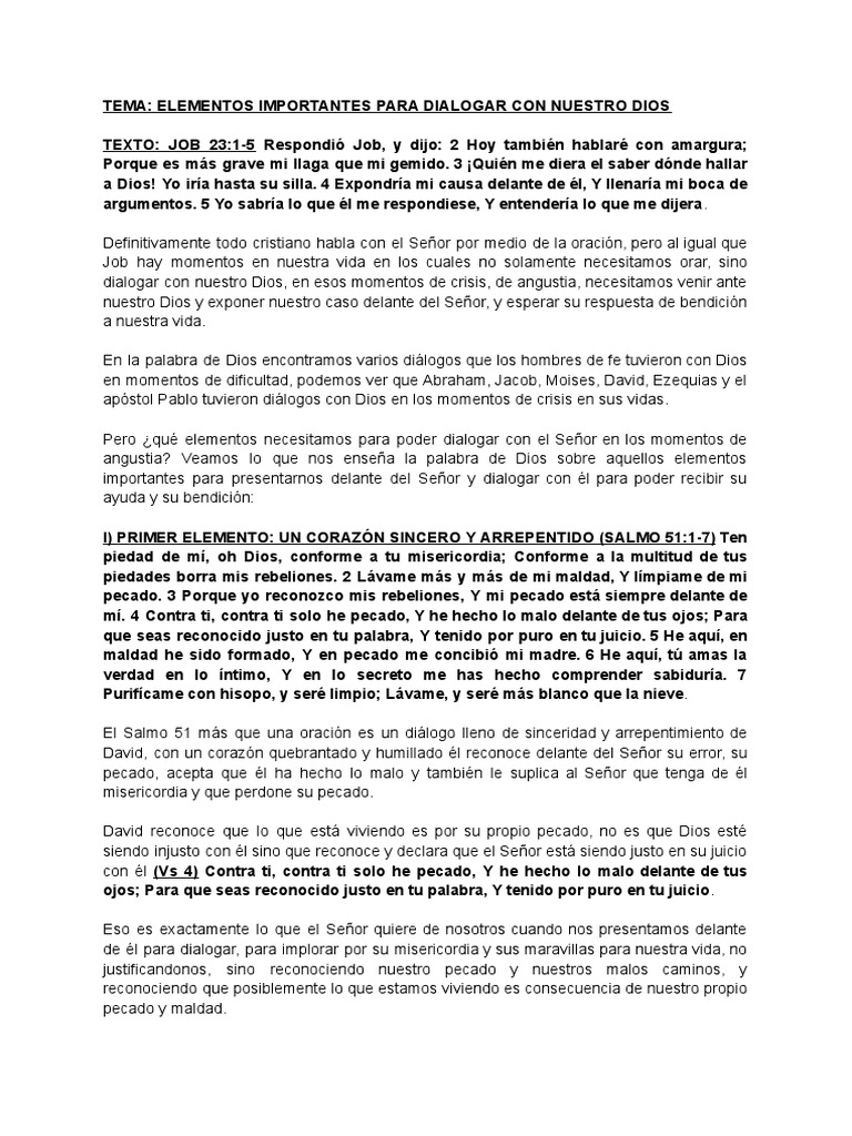 Elementos Importantes para Dialogar Con Nuestro Dios | PDF | Pecado ...