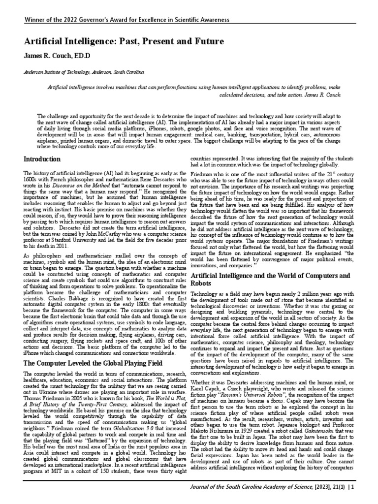 Artificial Intelligence Past Present and Future | PDF | Art | Computers