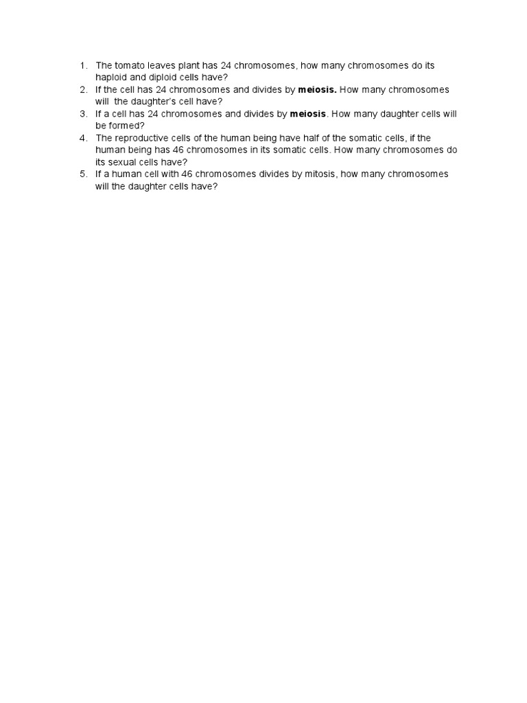 Mitosis and Meiosis Activity | PDF