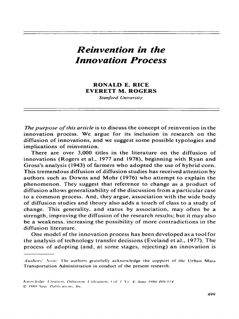 1980 Reinvention in the Innovation Process | PDF | Innovation | System