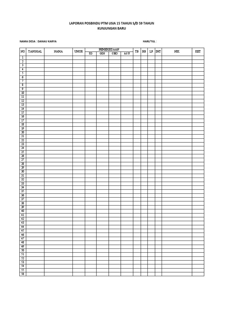 Form Posbindu 2023 | PDF