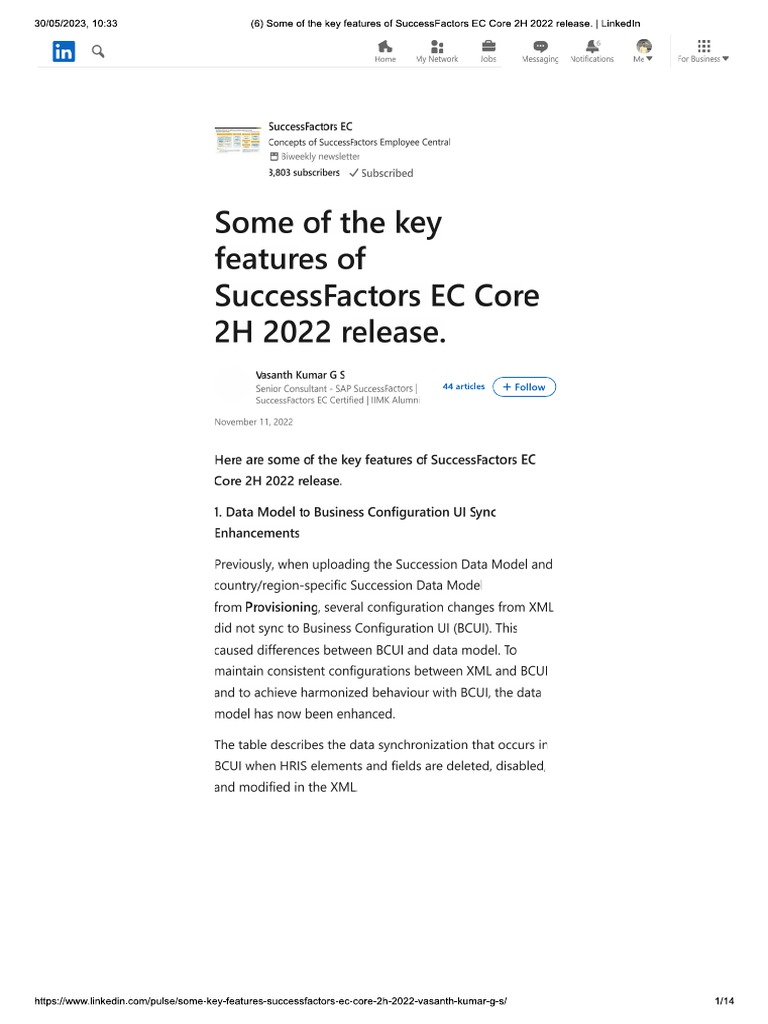Some of The Key Features of SuccessFactors EC Core 2H 2022 Release. | PDF
