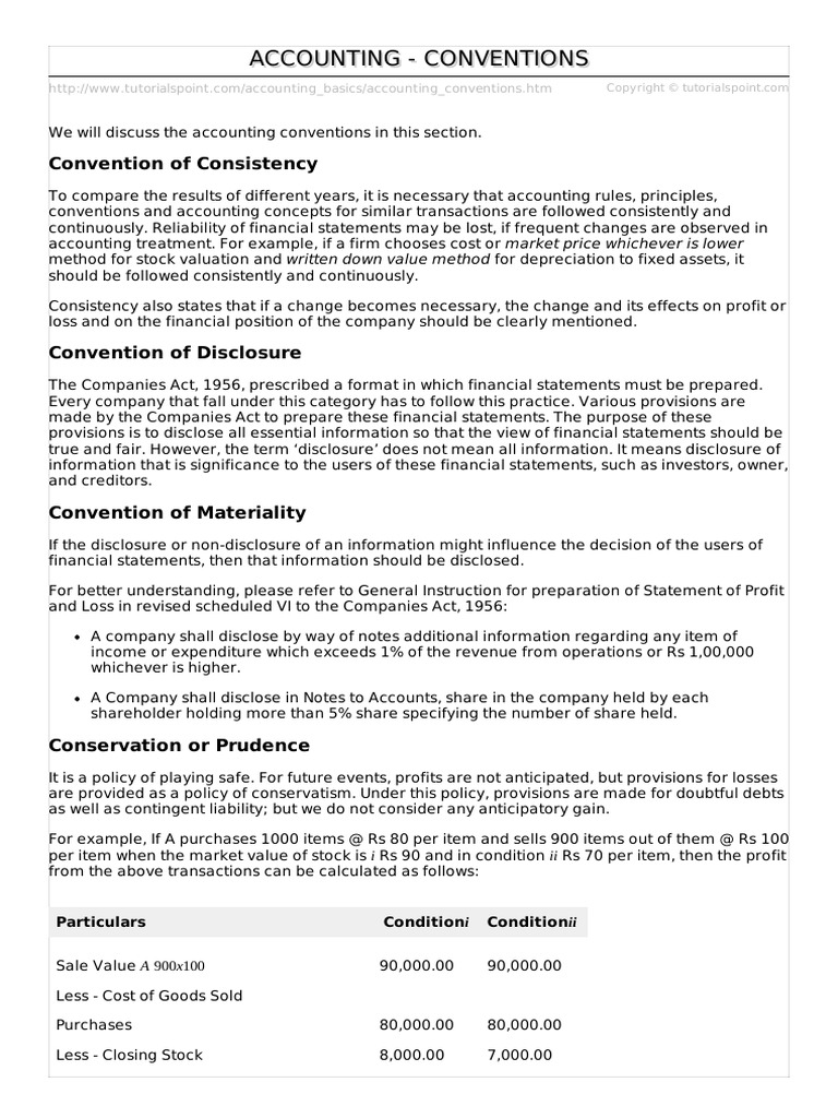 006accounting Conventions | PDF | Financial Statement | Valuation (Finance)